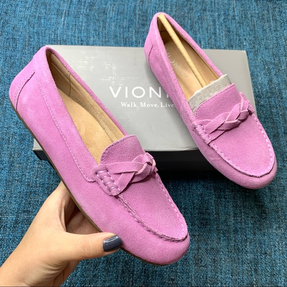 Vionic | Shoes | Vionic Montara Suede Moccasin Flats In Orchid Purple ...